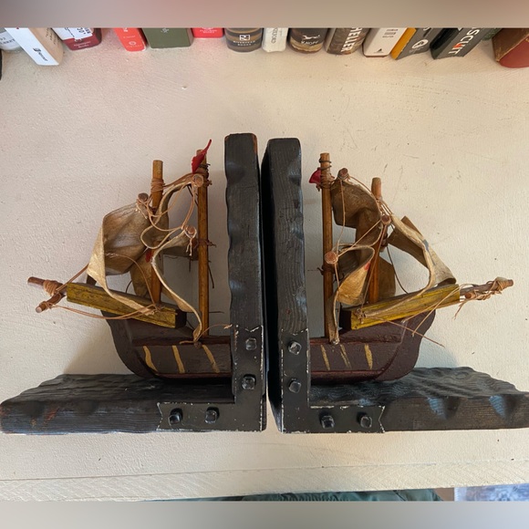 Accents | Vintage Pirate Ship Nautical Bookends Peter Pan Caribbean ...